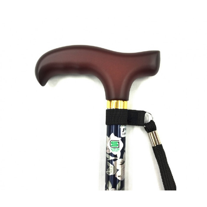 Fuji Home Walking Stick with Natural Wood Handle(Blue Flower) WB3718 ...